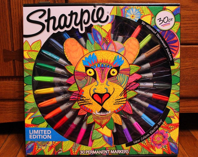 NEW 30 Count Sharpie Markers LIMITED EDITION Box Set Wild Lion Fine ...