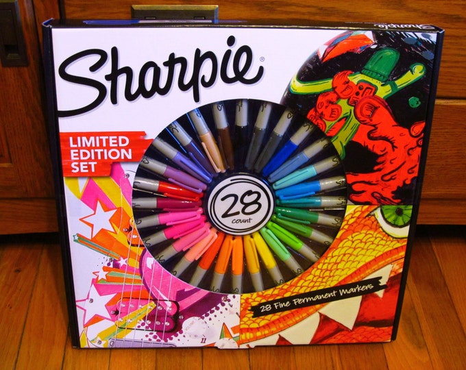 28 Count Sharpie Markers LIMITED EDITION Gift Box Set Fine Permanent ...
