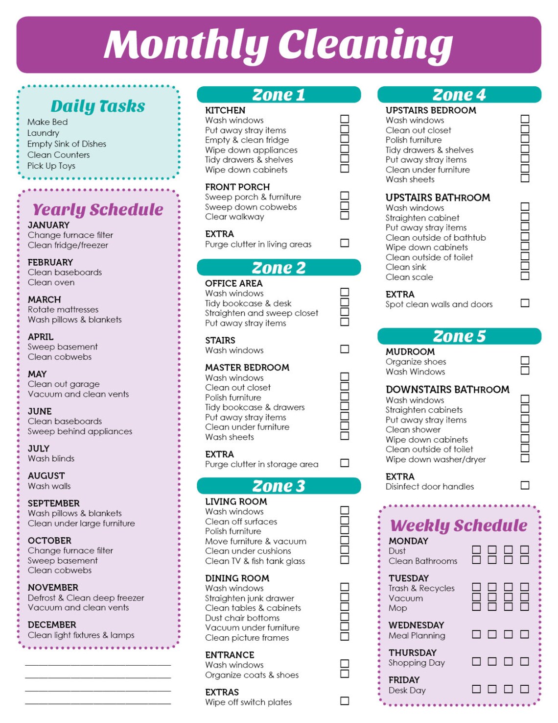 Custom Cleaning Checklist - Etsy