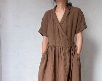 Brown Wrap Dress - Etsy