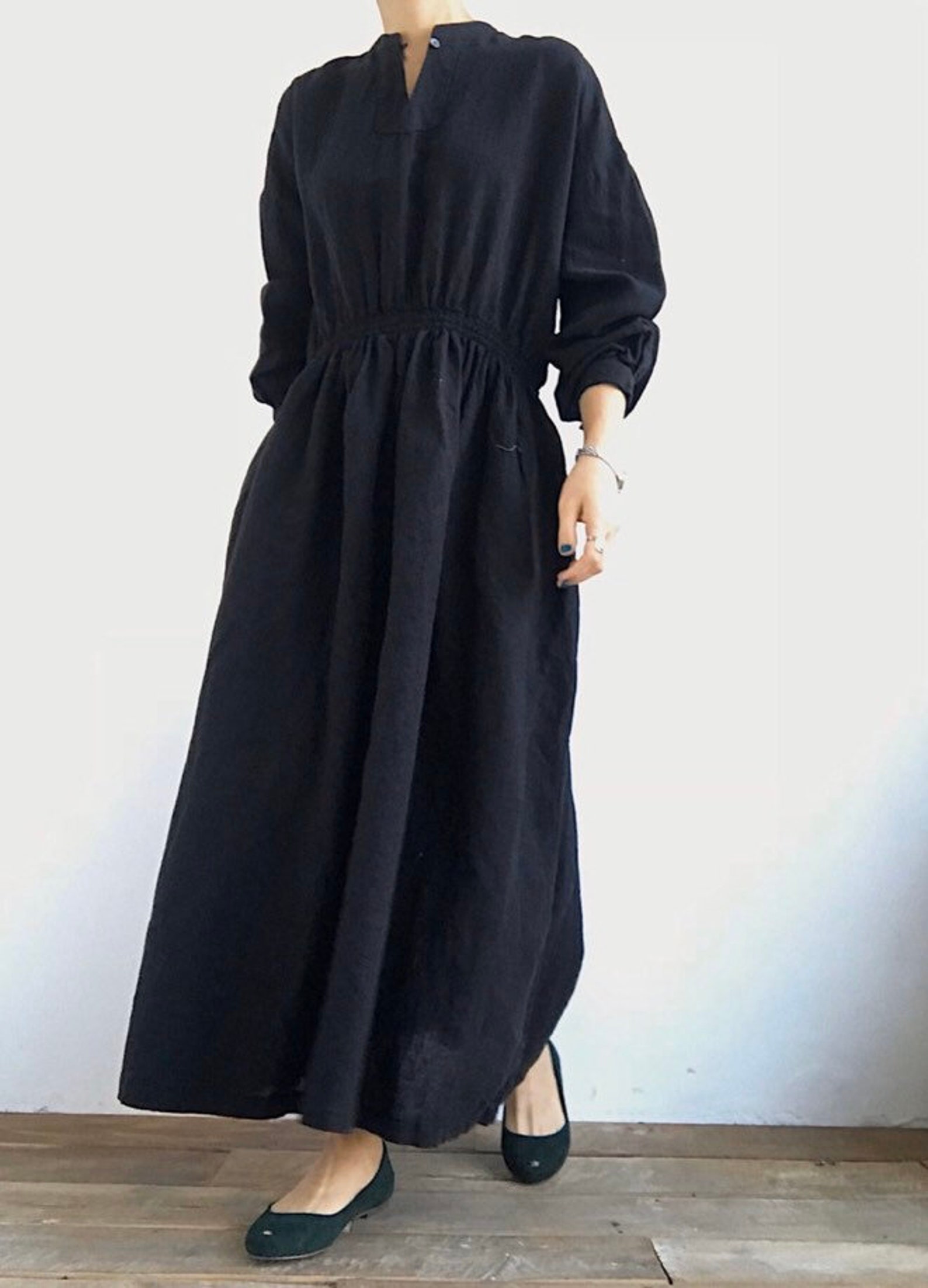 Plain Linen Dress, Minimalist Dress, Black Linen Dress, Beige Linen ...