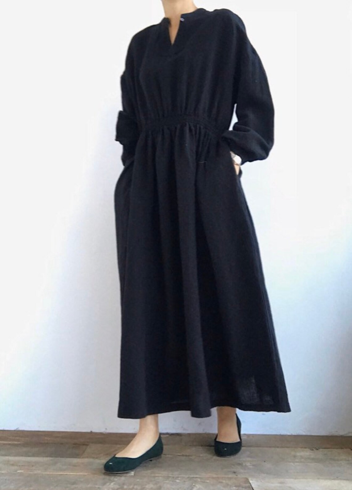 Plain Linen Dress, Minimalist Dress, Black Linen Dress, Beige Linen ...
