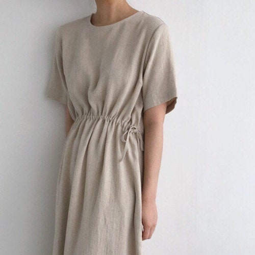 Plain Linen Dress Minimalist Dress Black Linen Dress Beige | Etsy