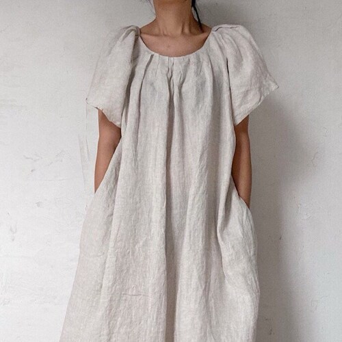 Plain Linen Dress Minimalist Dress Black Linen Dress Beige - Etsy