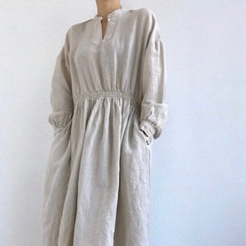 Plain Linen Dress Minimalist Dress Black Linen Dress Beige - Etsy