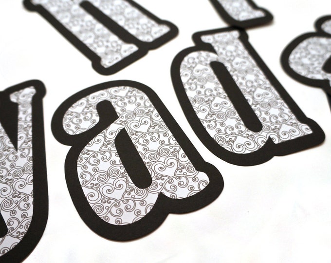 20 Paper Letters in Black & White Scroll Pattern - Etsy