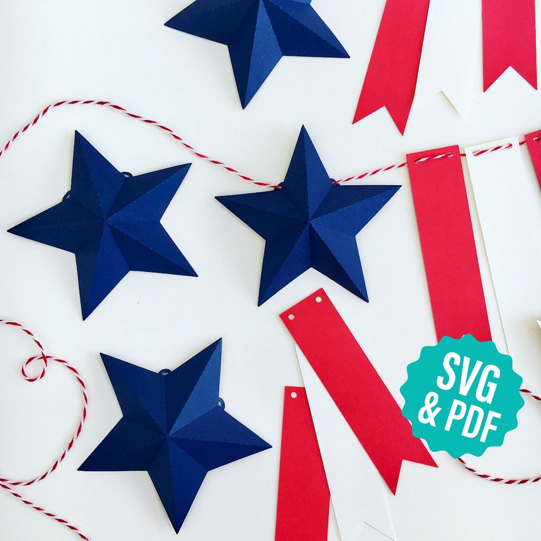 3D Star Garland Template / Cutting File SVG & DXF - Etsy