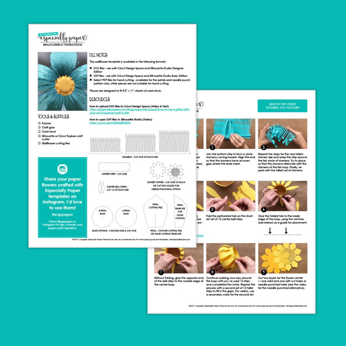 Large SVG Paper Flower Template for Cricut and Silhouette - Etsy Canada
