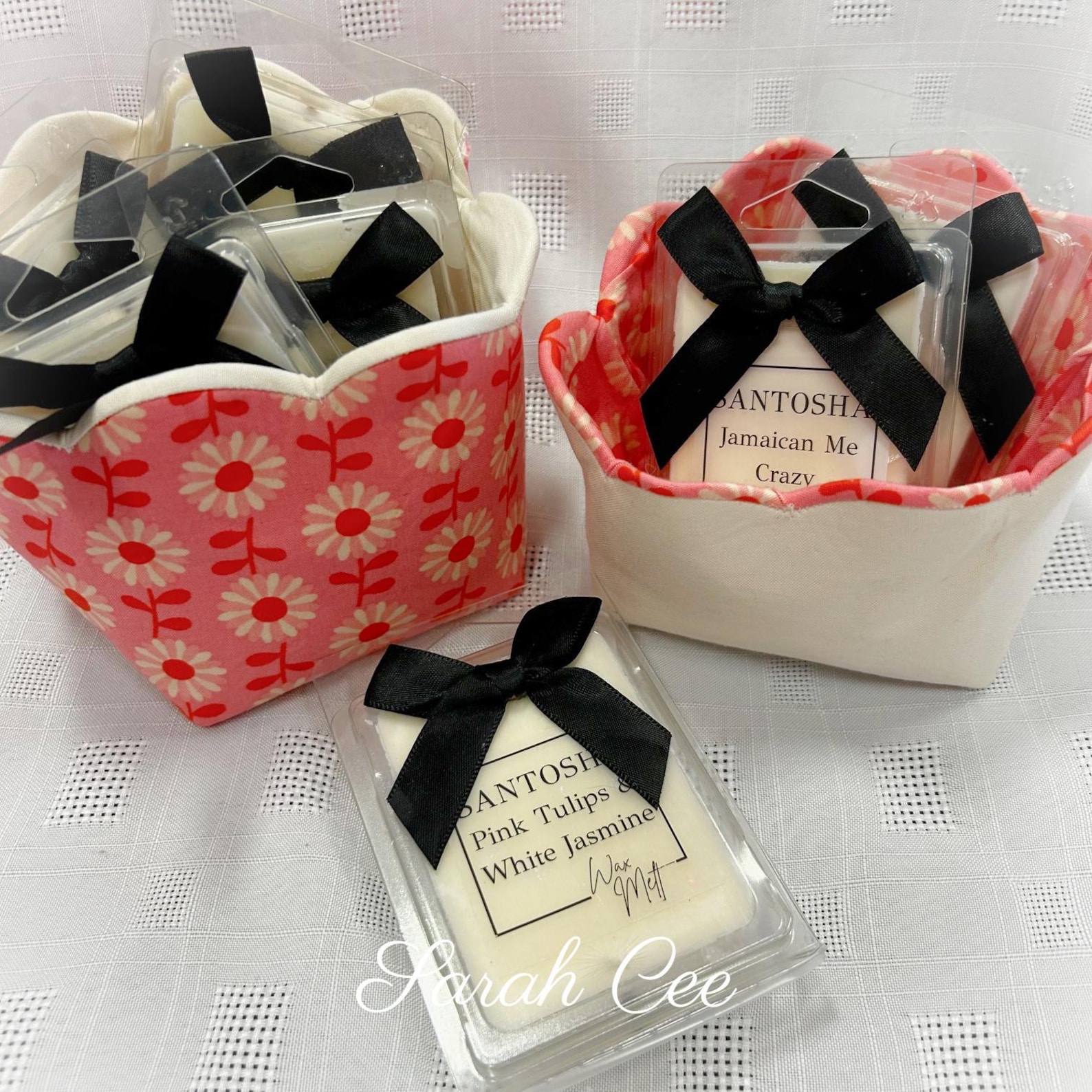 Pair of Scalloped Fabric Baskets: Wax Melt & Home Storage - Etsy