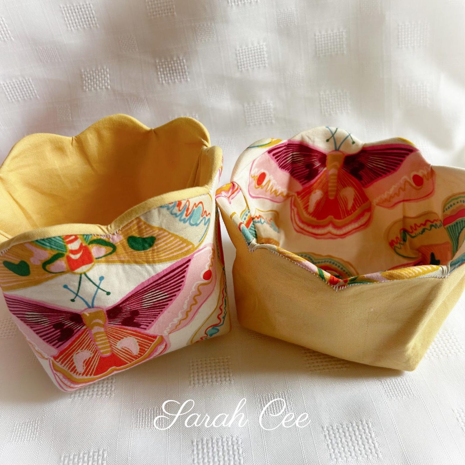 Pair of Scalloped Fabric Baskets: Wax Melt & Home Storage - Etsy
