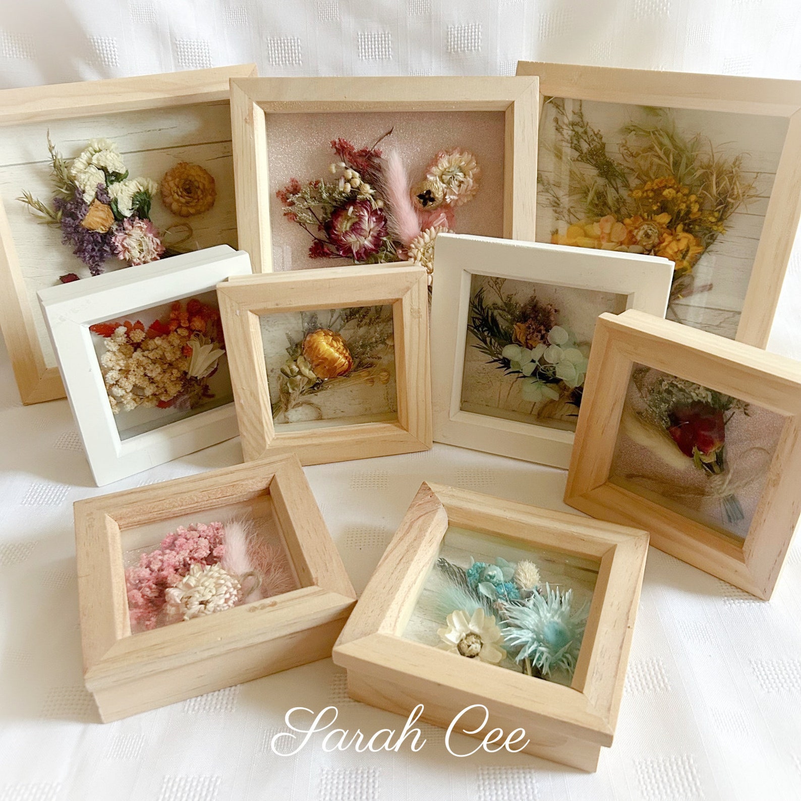 3D Box Frame Dried Flower Arrangements, Dried Flower Arrangement, Dried ...