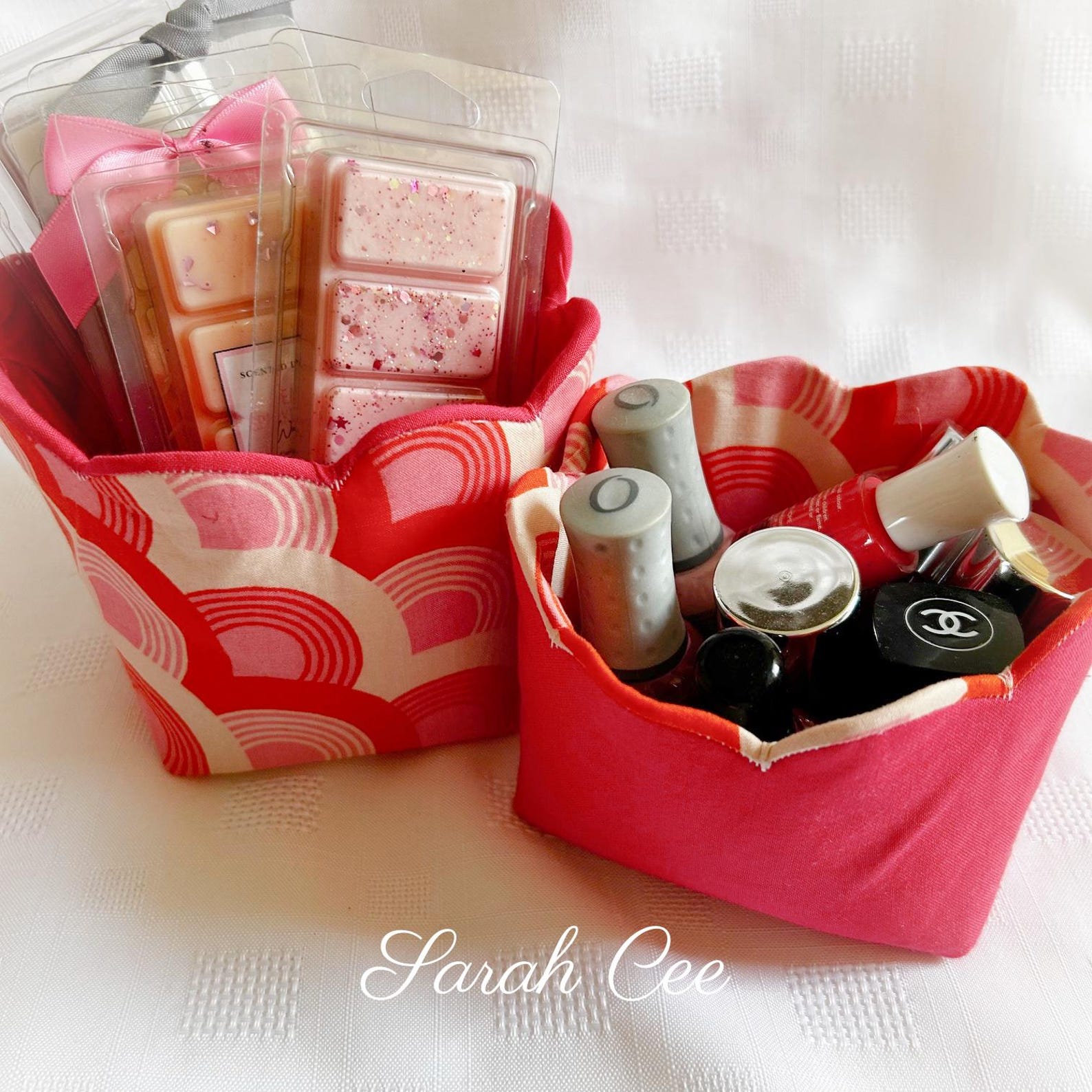 Scalloped Fabric Baskets: Wax Melt & Home Storage, Set of 2 - Etsy