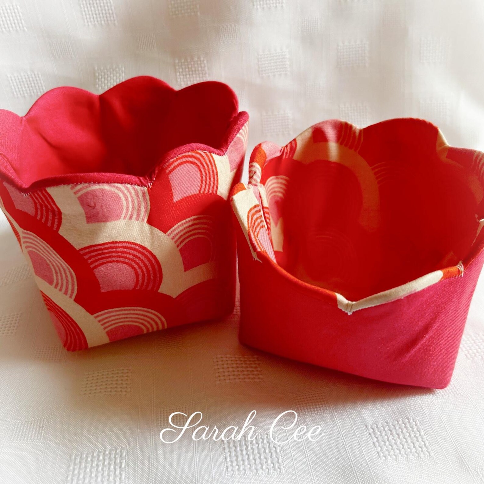 Pair of Scalloped Fabric Baskets: Wax Melt & Home Storage - Etsy