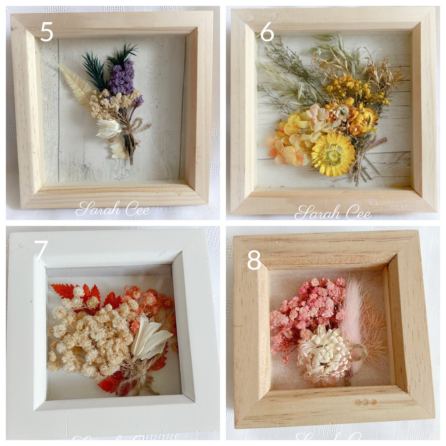 3D Box Frame Dried Flower Arrangements, Dried Flower Arrangement, Dried ...