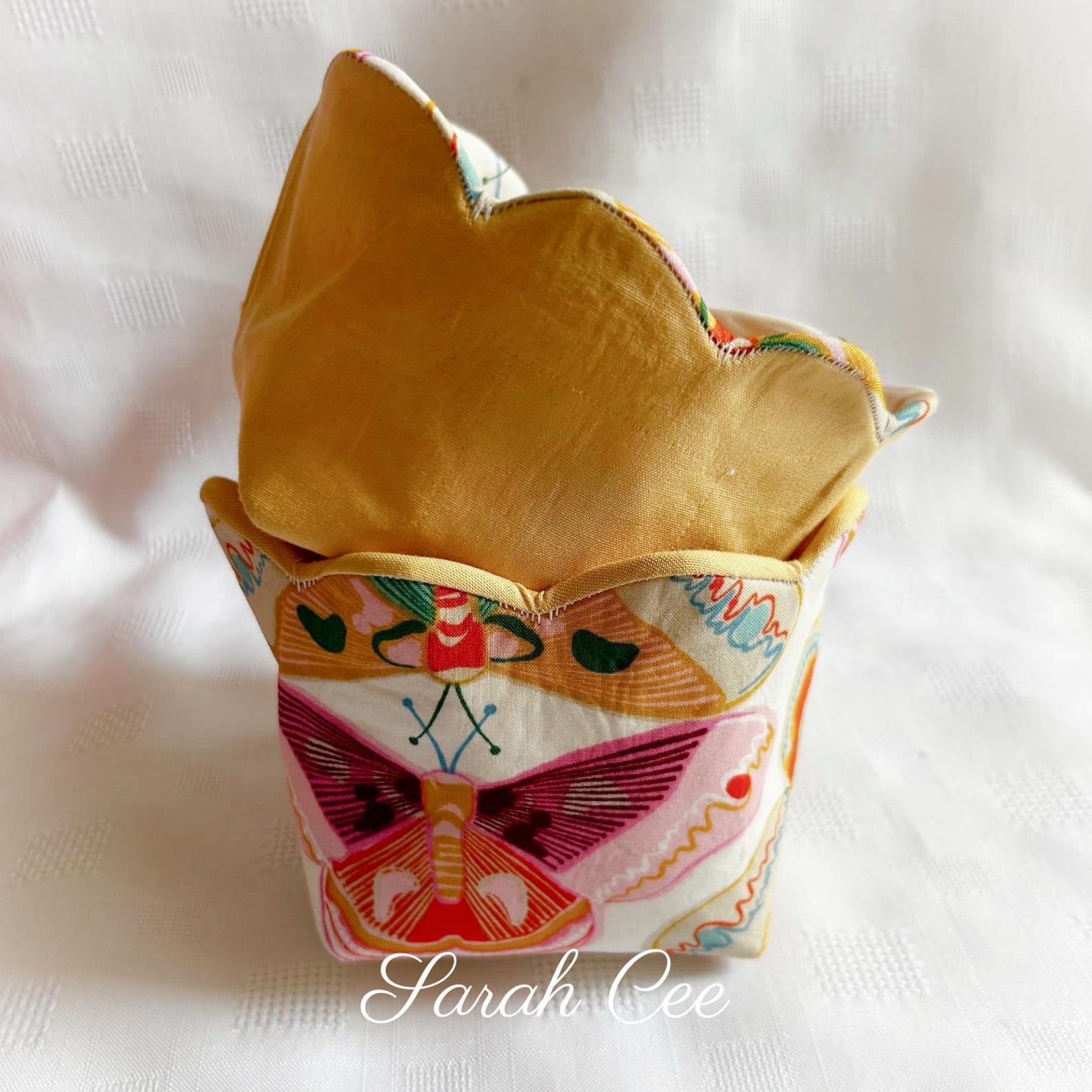 Pair of Scalloped Fabric Baskets: Wax Melt & Home Storage - Etsy