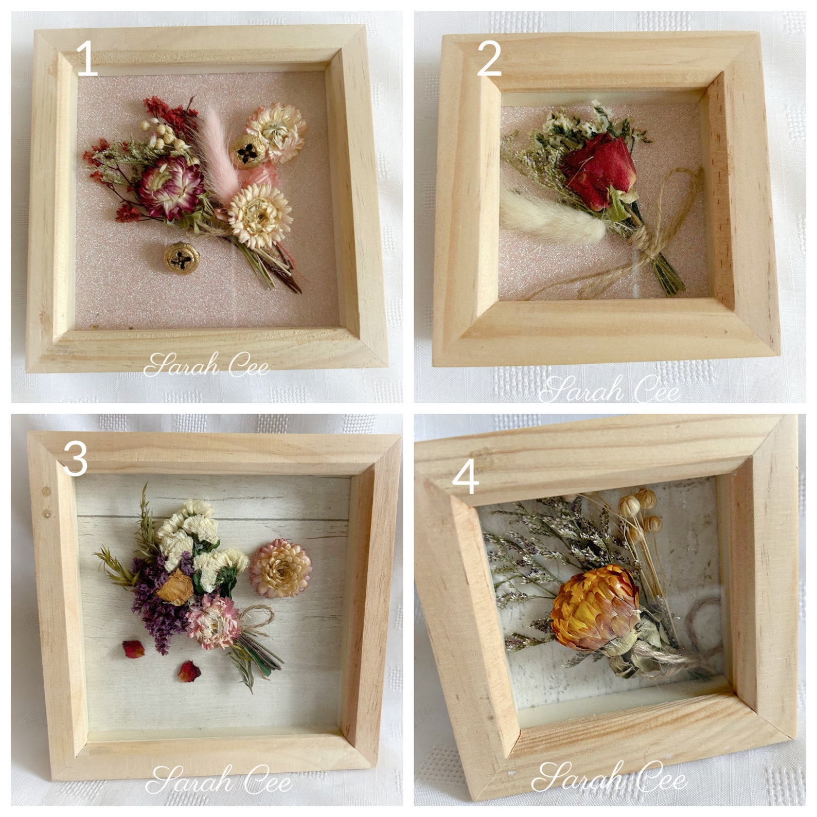 3D Box Frame Dried Flower Arrangements, Dried Flower Arrangement, Dried ...