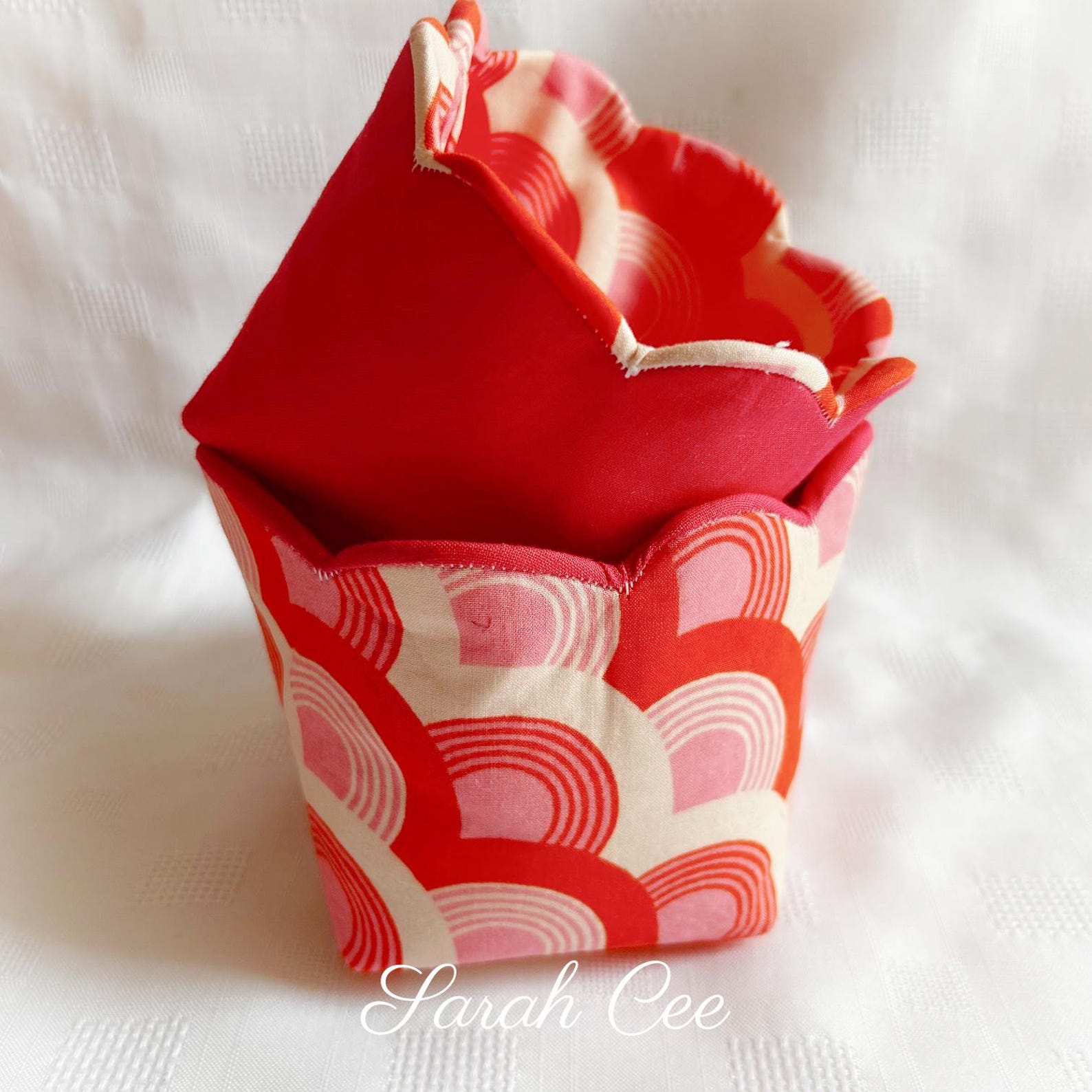 Pair of Scalloped Fabric Baskets: Wax Melt & Home Storage - Etsy