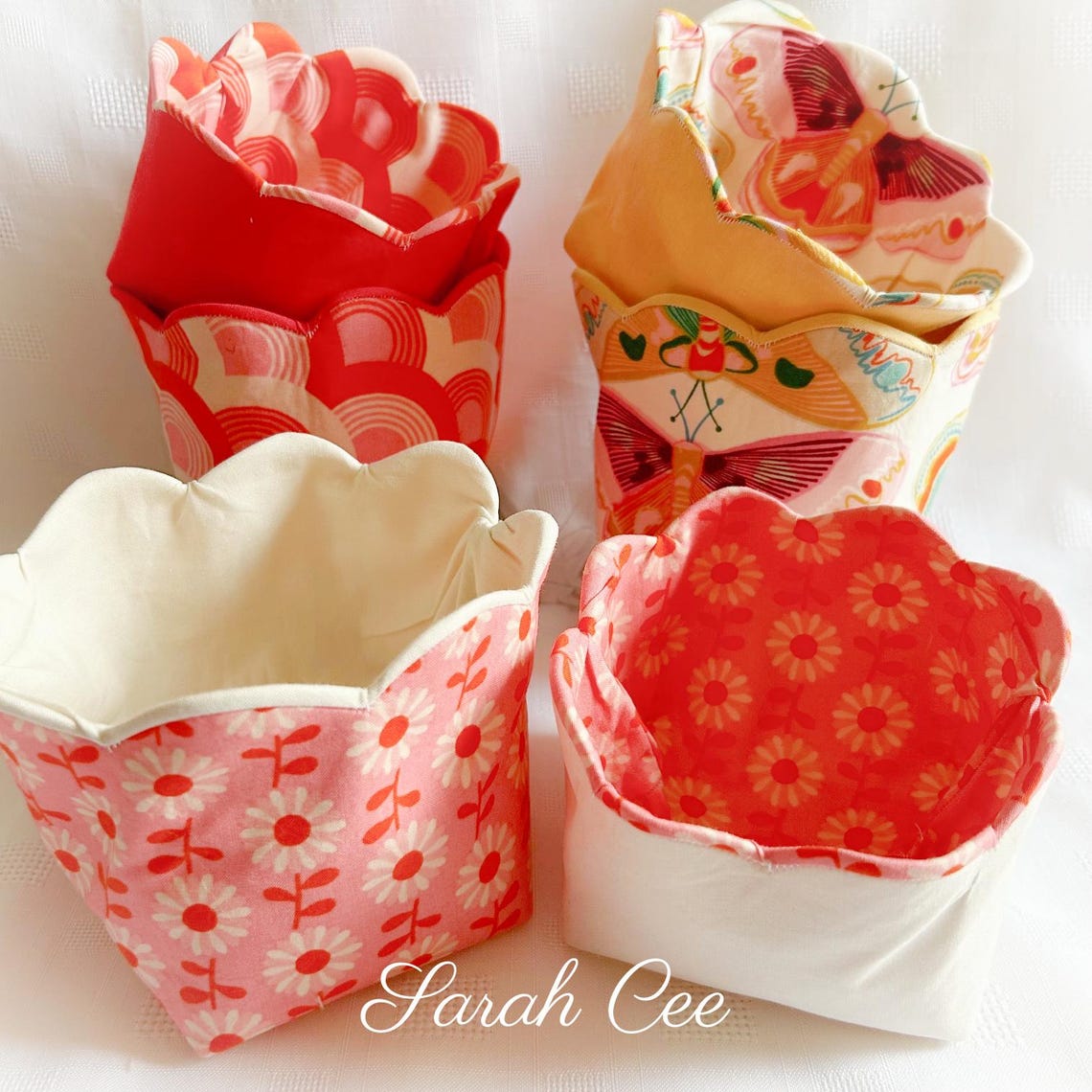 Scalloped Fabric Baskets: Wax Melt & Home Storage, Set of 2 - Etsy