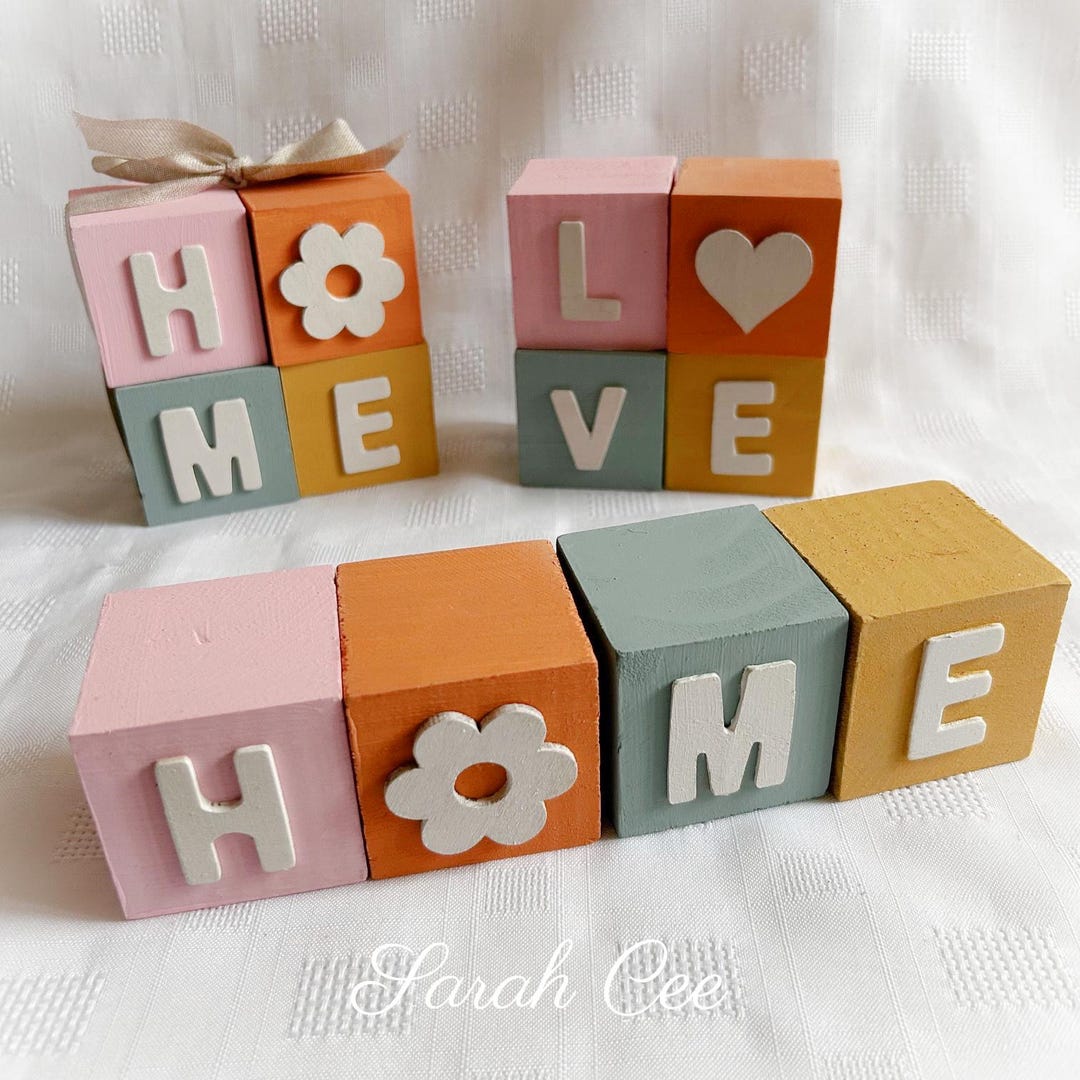 HOME & LOVE Word Blocks, Home Accessories, Home Decor, Valentine Gift ...