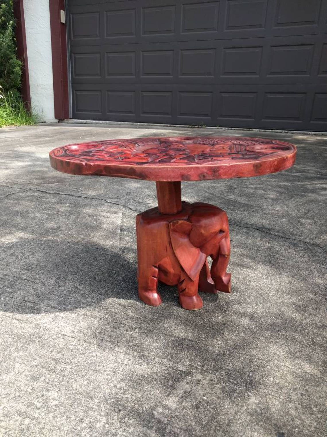 Hand Carved Wood Mayan Aztec Incan Accent Table End Table Plant Stand ...