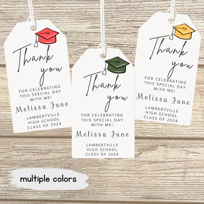 Graduation Thank You Tag, Graduation Favor, High School Graduation Tag ...