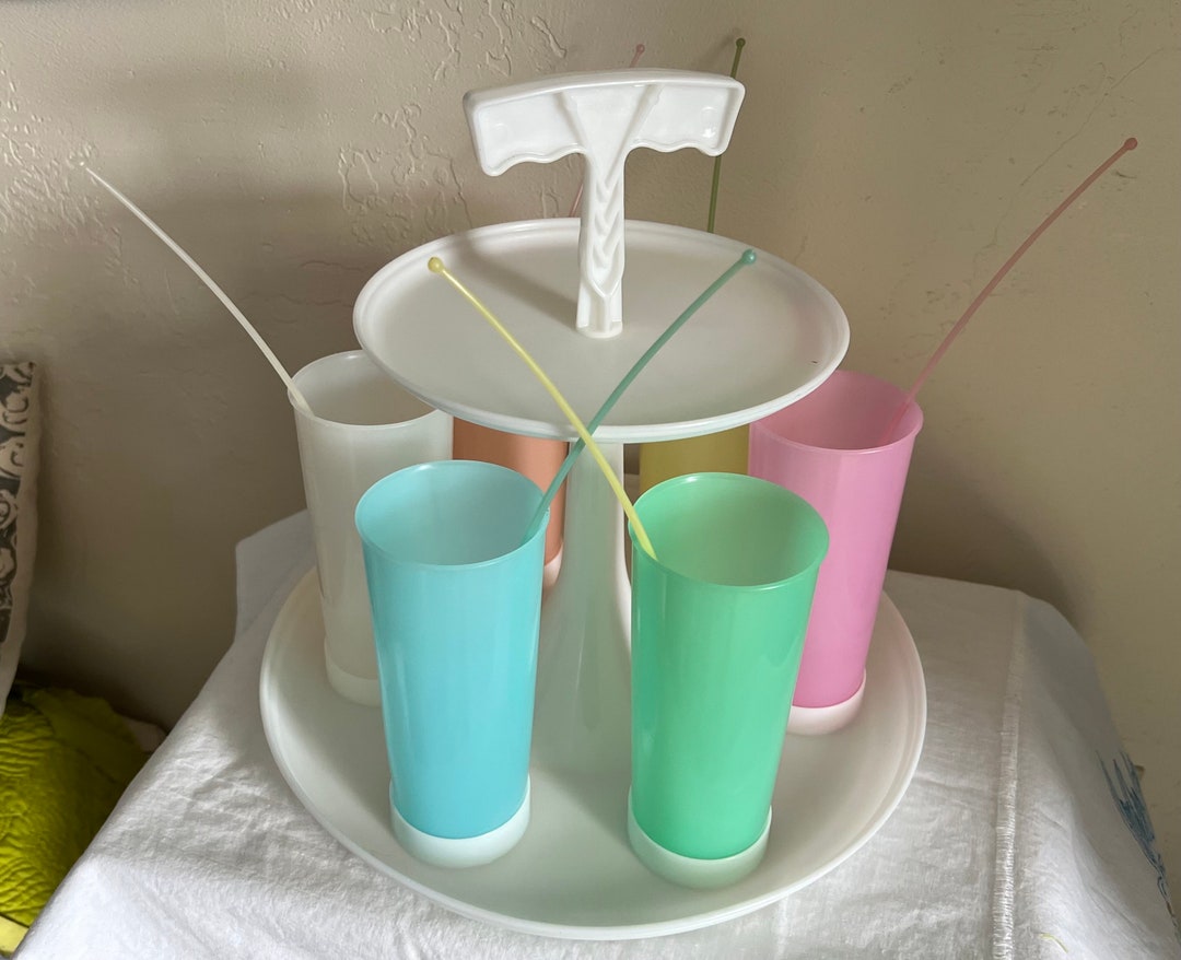 Vintage Tupperware Ice Tea Glasses With Carrier and Spoons MCM ...