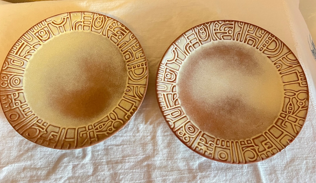 2 Vintage Frankoma Aztec Mayan Dessert Plates Desert Gold - Etsy