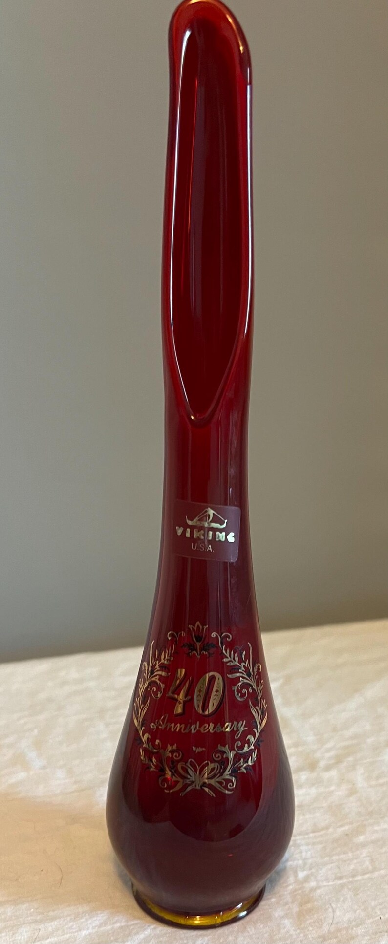 Vintage Viking Ruby Red 10 40th Anniversary Commemorative Swung Vase - Etsy
