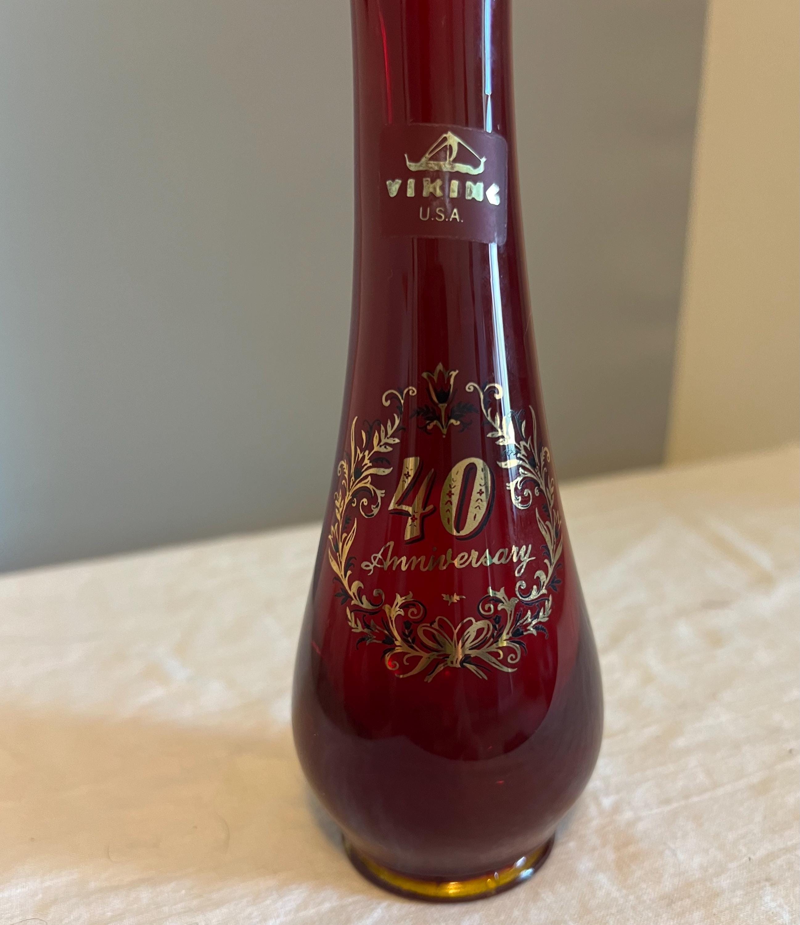 Vintage Viking Ruby Red 10 40th Anniversary Commemorative Swung Vase - Etsy