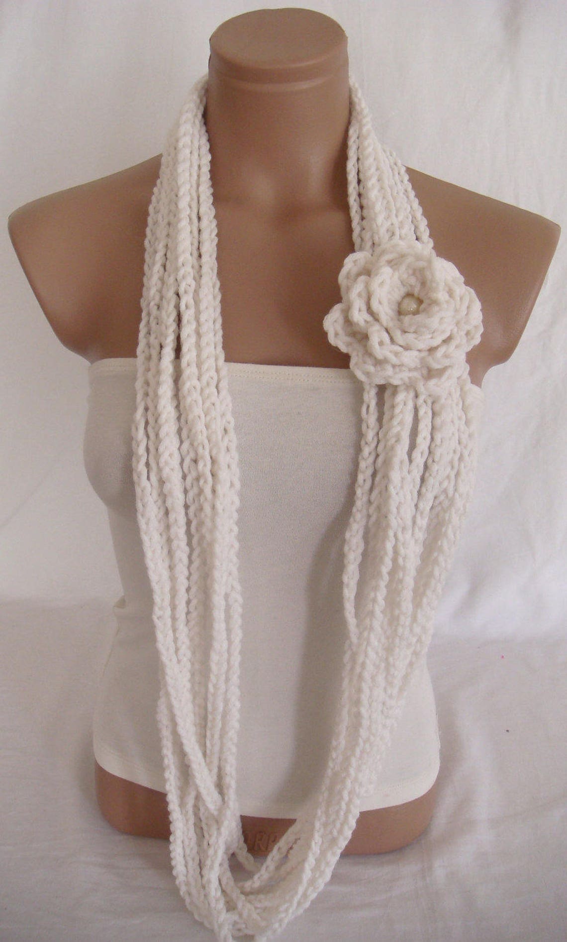 Crocheted Scarf Infinity Rope Scarf Chain Scarf Fall Winter - Etsy