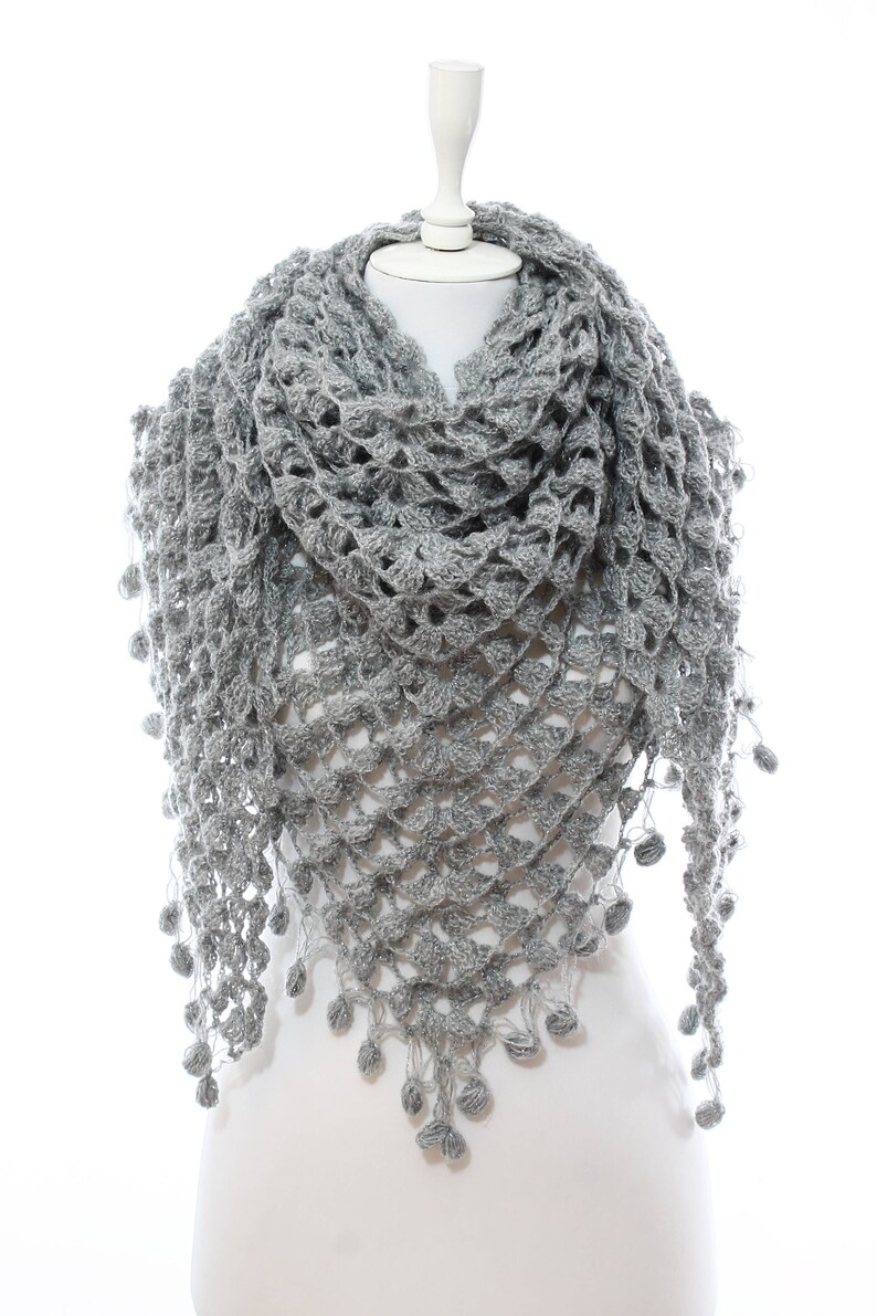 Grey Silver Crochet Wedding Shawl Bridal Shawl Wrap Bridal | Etsy