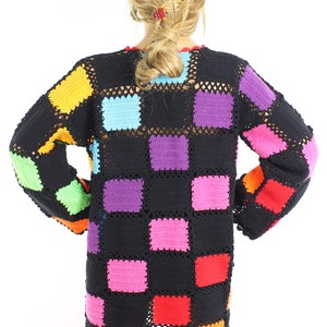 Multicolor Hand Crocheted Custom Cotton Check Women Jacket, Coat ...