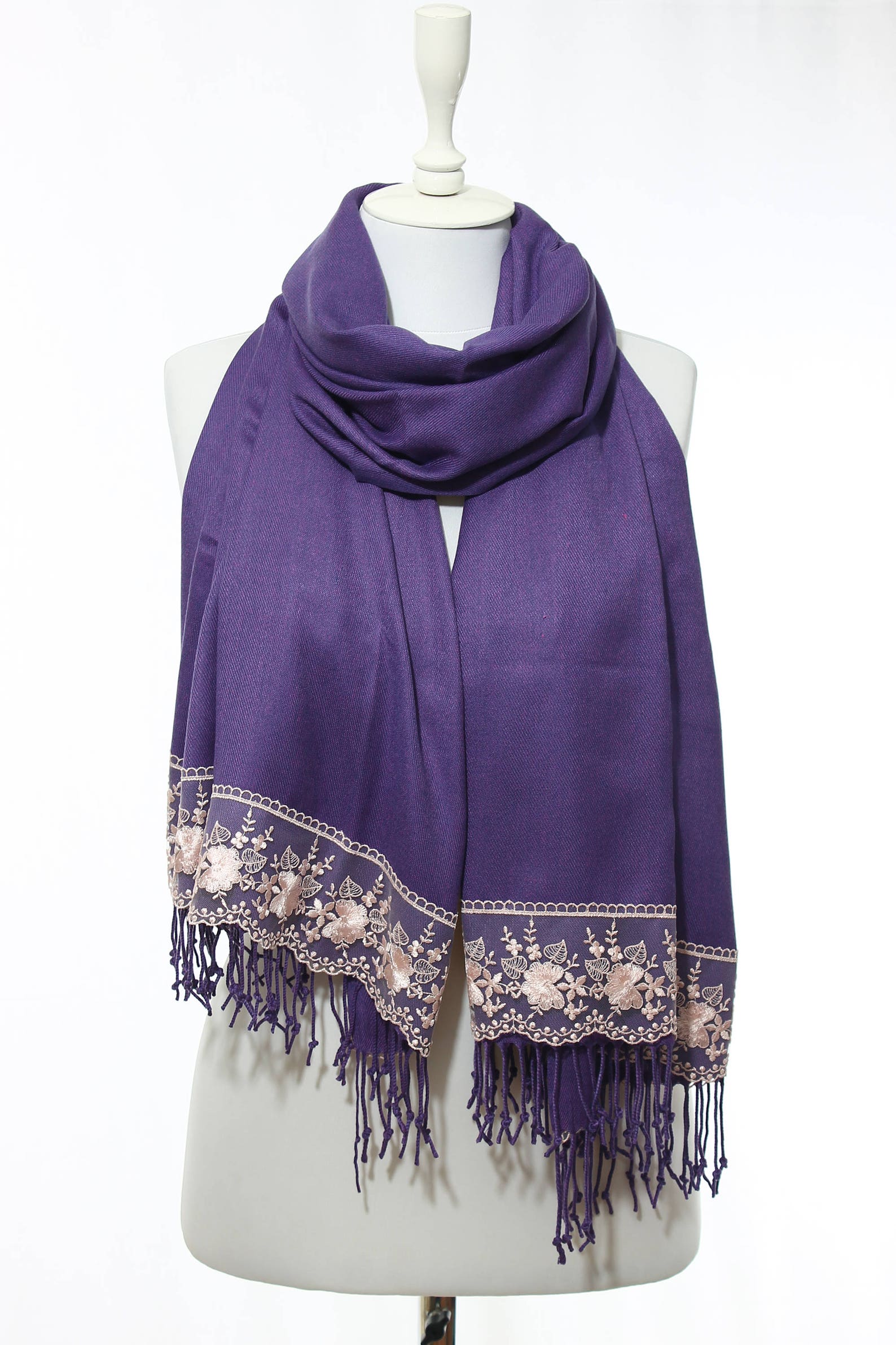 Purple Lace Trim Pashmina Wedding Shawl Bridal | Etsy
