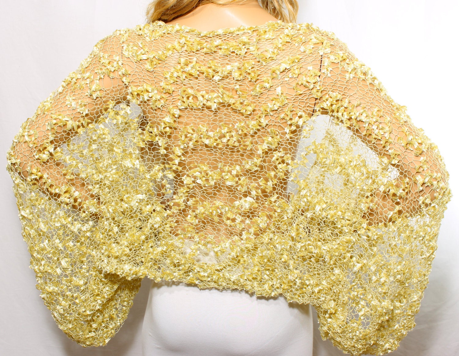 Wedding Shrug Knit Gold Shrug Cover Ups Shawls Wraps Long Sleeve ...
