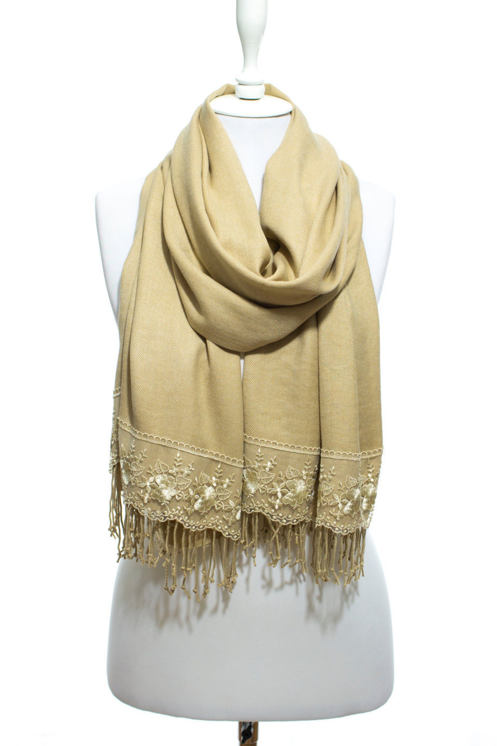 Gold Lace Trim Pashmina Wedding Shawl, Bridal Shawl,bridesmaid Shawl ...