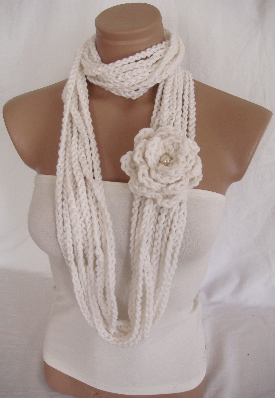 Crocheted Scarf Infinity Rope Scarf Chain Scarf Fall Winter - Etsy