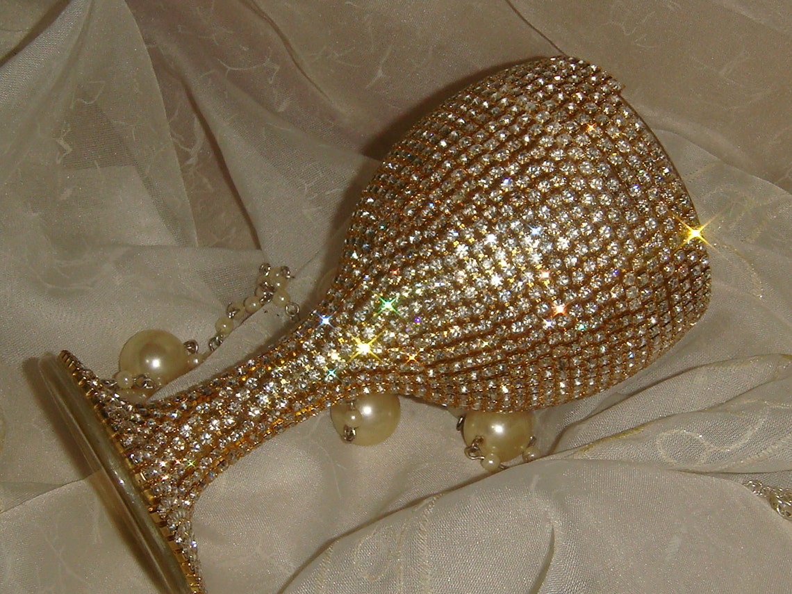 Custom Designed Handmade Wine Glass With Czech Rhinestones Etsy India