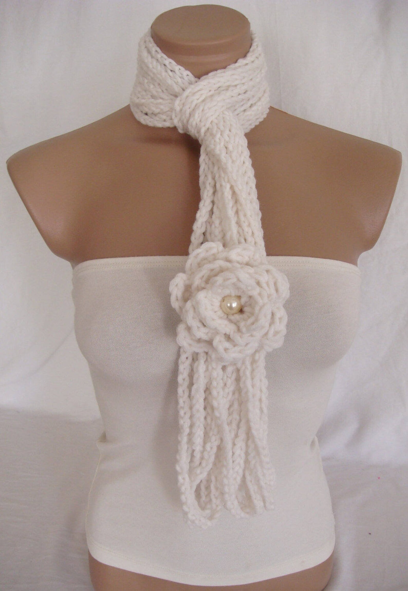 Crocheted Scarf, Infinity Rope Scarf, Chain Scarf Fall Winter Accessory ...