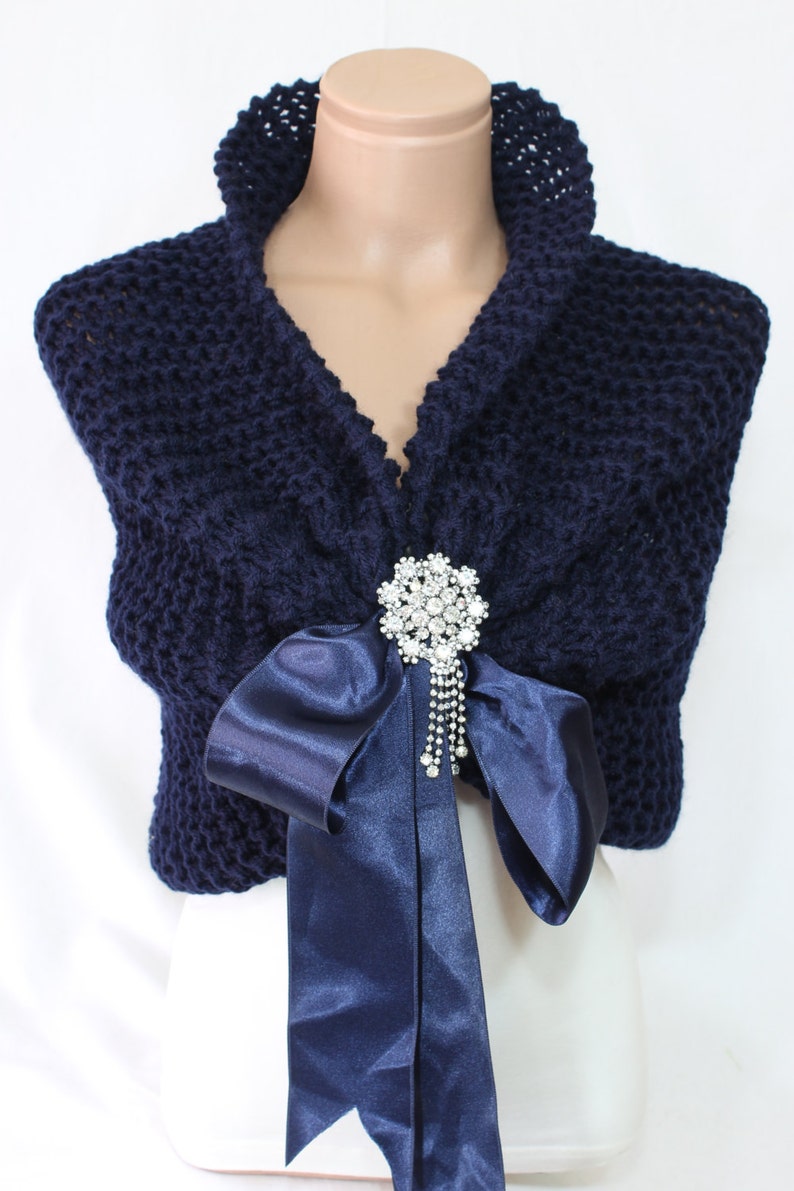 Navy Wedding Shawl, Bridal Shawl, Bridal Wedding Stole, Navy Shawl Hand ...