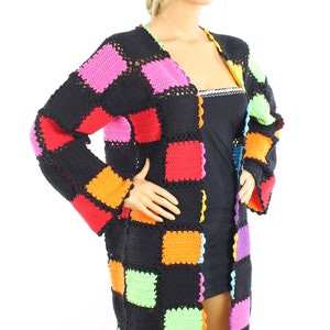 Multicolor Hand Crocheted Custom Cotton Check Women Jacket, Coat ...