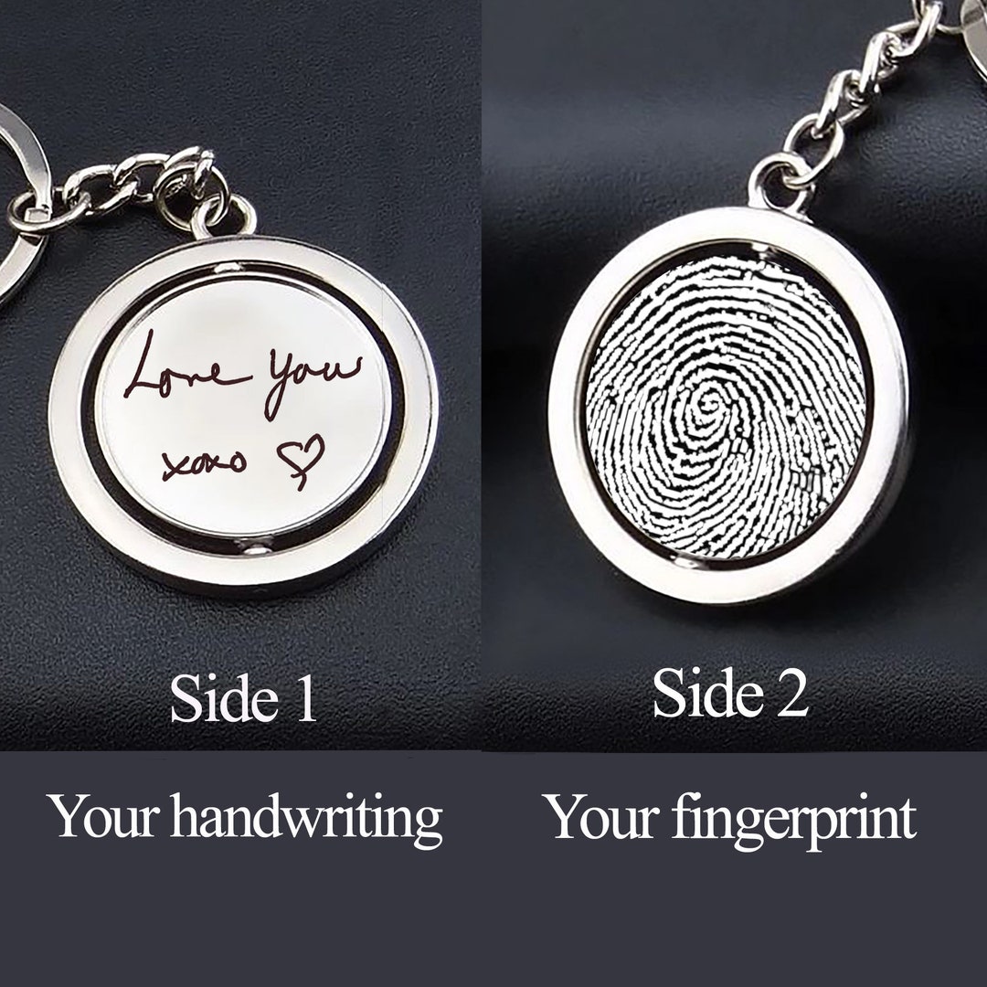 Personalized Keychain. Dad Gift. Mom Gift, Fingerprint Keychain ...