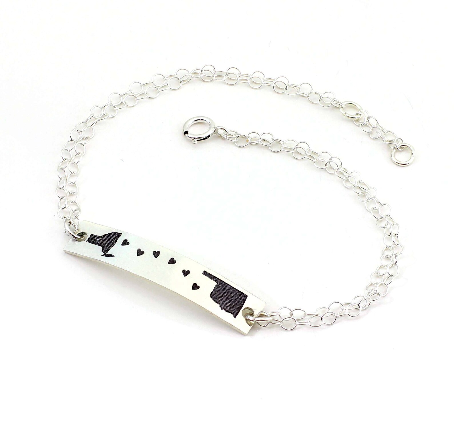 Personalized US States Bracelet, State Bracelet, Engraved State ...