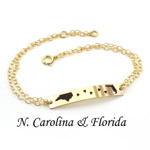 Personalized US States Bracelet, State Bracelet, Engraved State ...