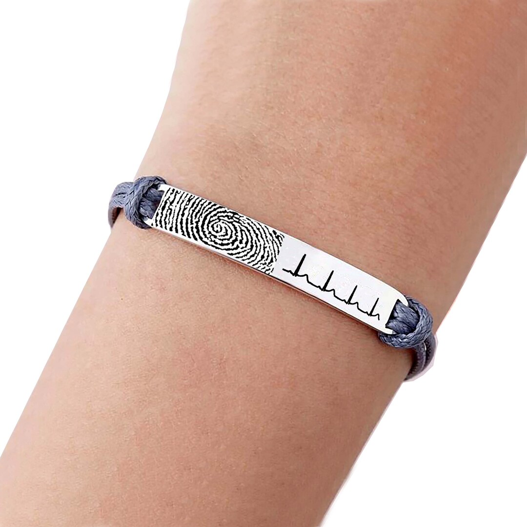 Personalized Bar Bracelet, Fingerprint Bracelet, Handwriting Bracelet ...