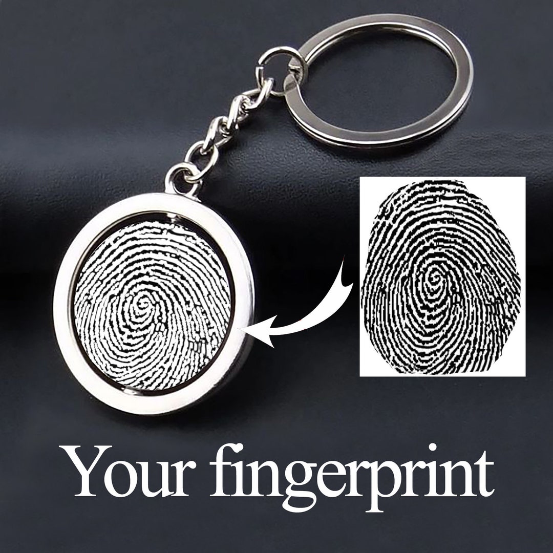 Personalized Keychain. Dad Gift. Mom Gift, Fingerprint Keychain ...