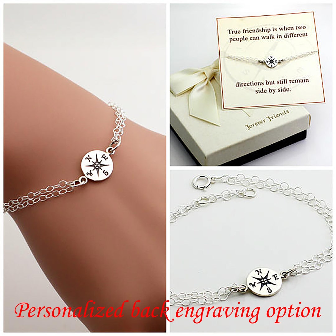 Compass Bracelet. Personalized Compass Bracelet, Best Friends Bracelet ...