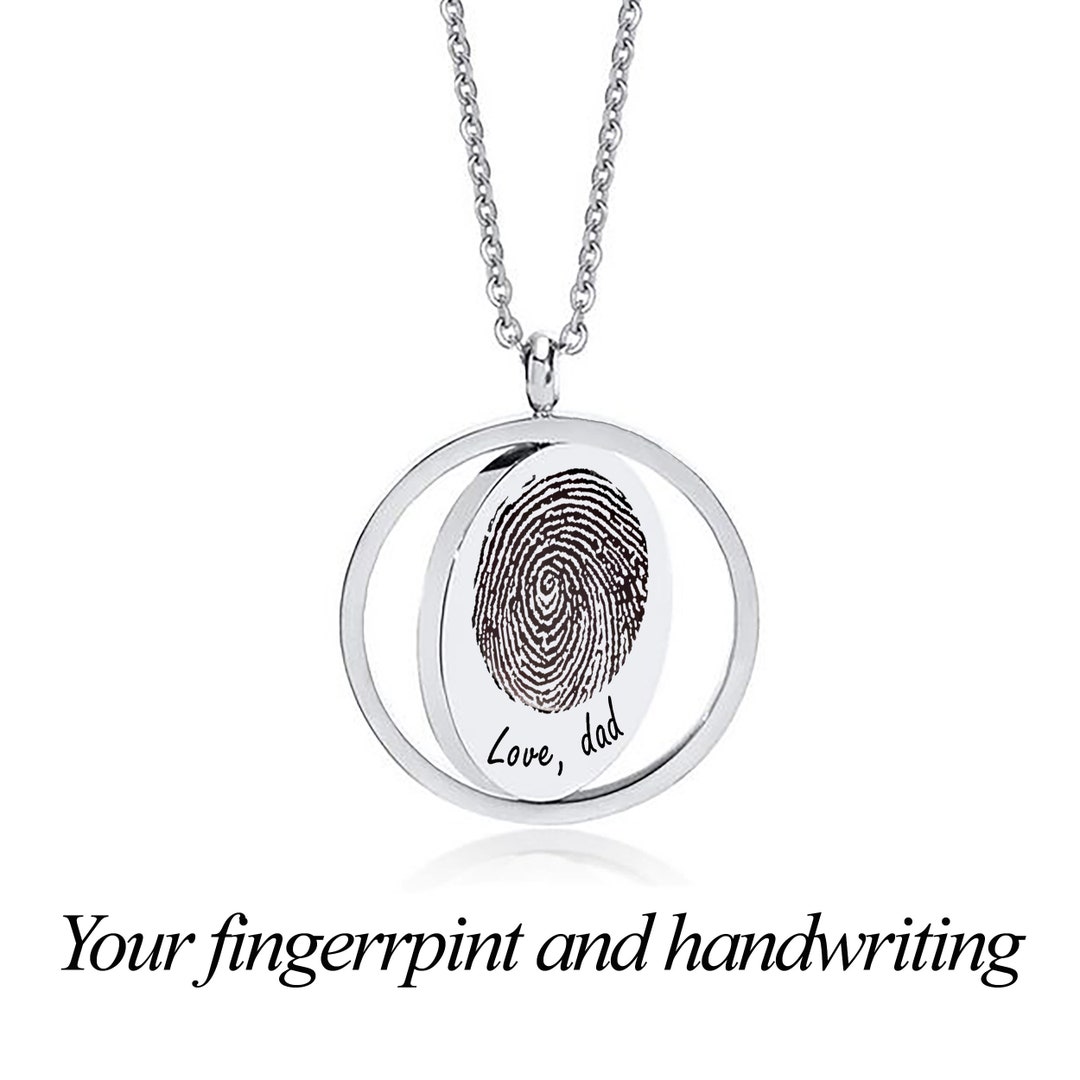 Personalized Round Rotating Necklace. Round Necklace, Fingerprint ...