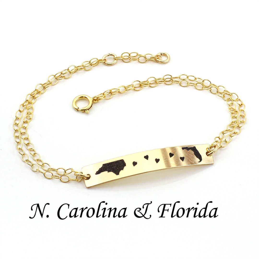 Personalized US States Bracelet, State Bracelet, Engraved State ...