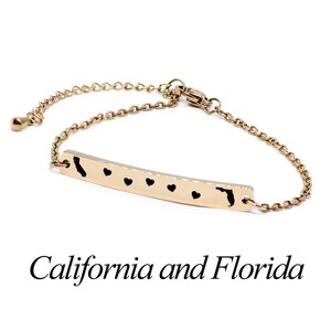 Personalized US States Bracelet, State Bracelet, Engraved State ...