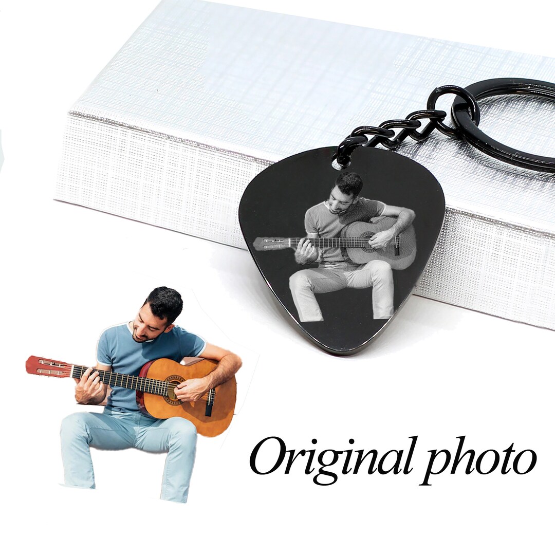 Personalized Finger Print Guitar Pick Keychain. Dad Gift. Mens ...